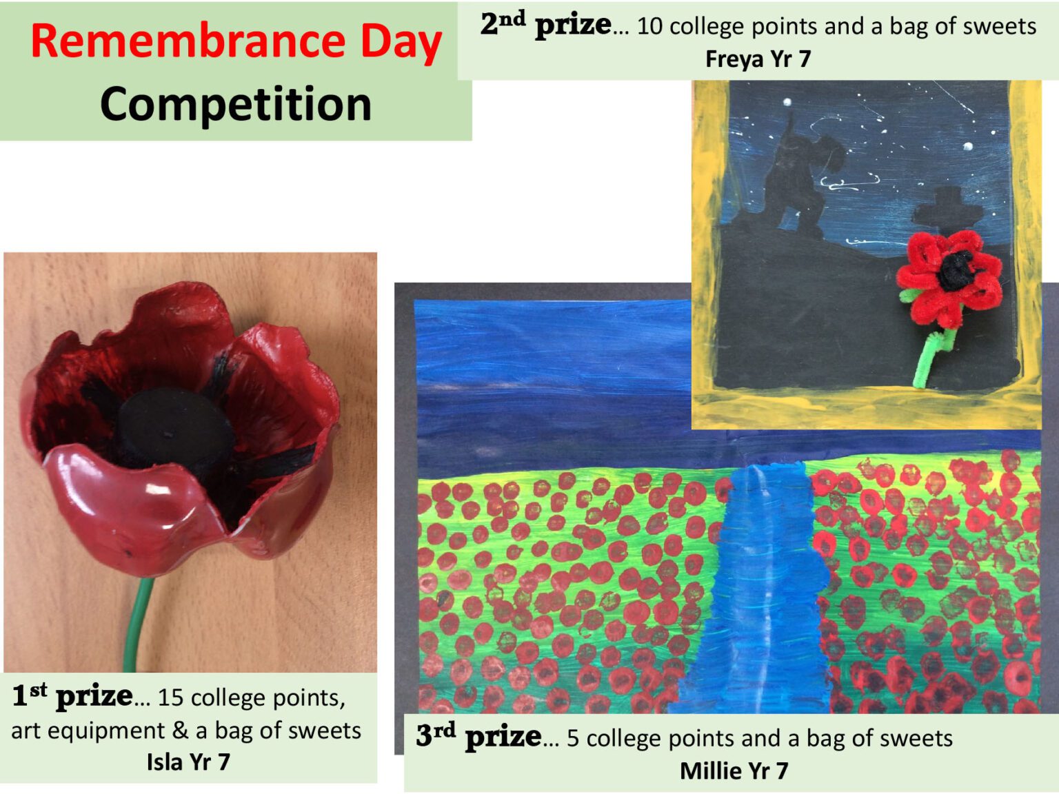Congratulations to Remembrance Day competition winners - Tuxford Academy